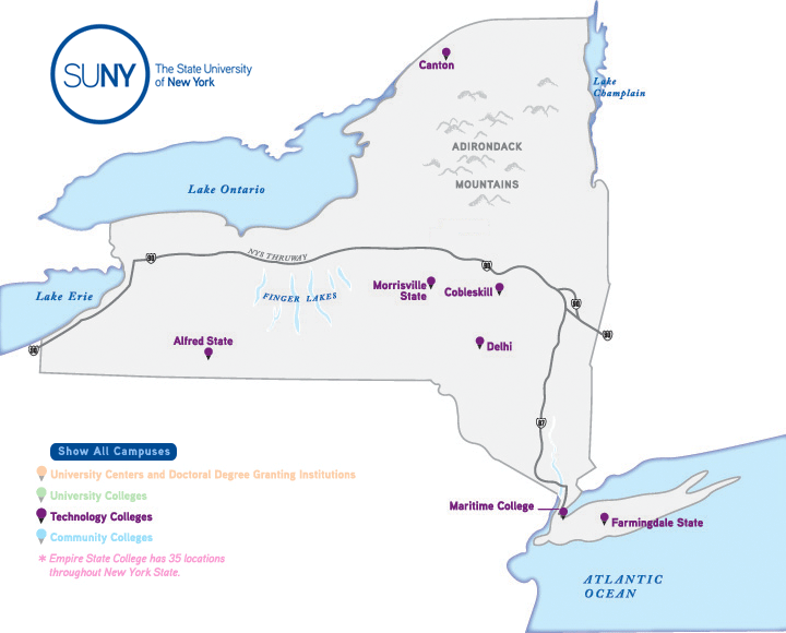 Map of Campuses - SUNY